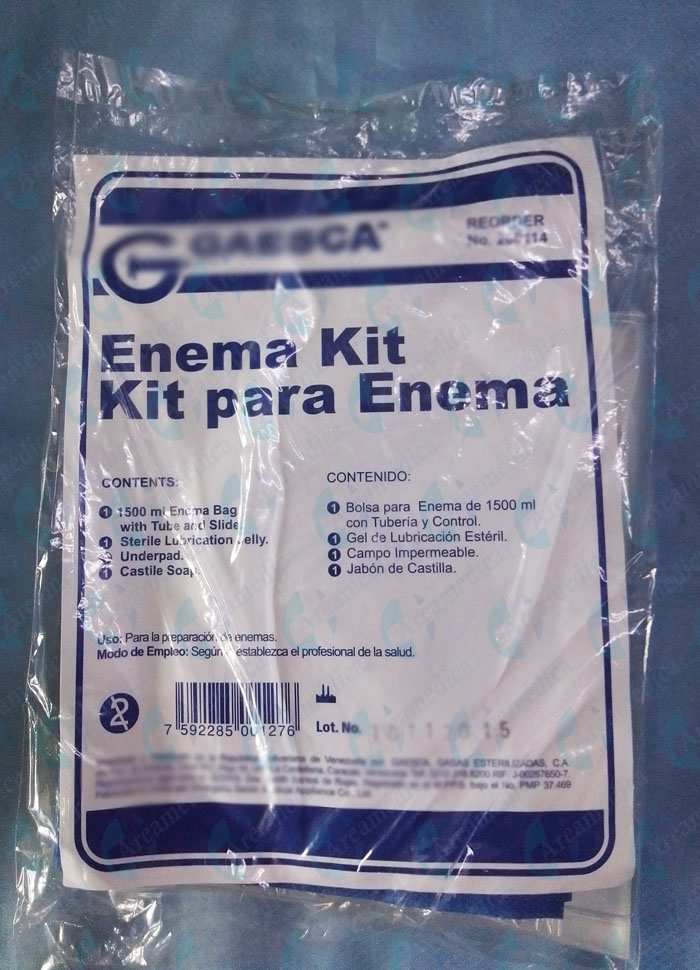 Kit para enema 1 bolsa para enema 1500 ML