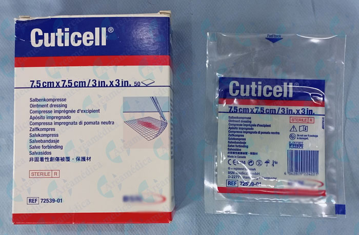 Cuticell 7.5CM *7.5CM 3x3 aposito inpregnado para cuidados de heridas