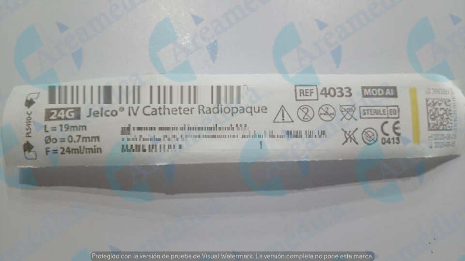 Jelco Cateter N°24 Numero 24 Amarillo