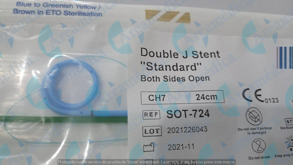 Cateter doble j 7fr X 24 cm cateter uretral