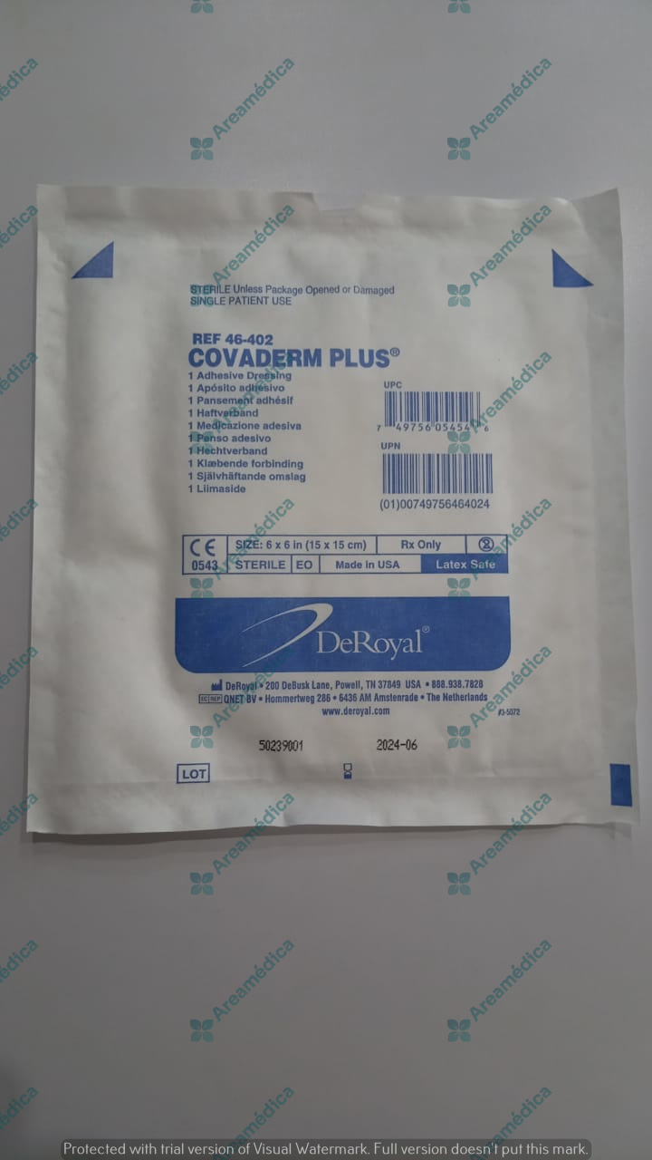 Aposito Adhesivo Esteril para Heridas 15x15cm Covaderm Plus DeRoyal