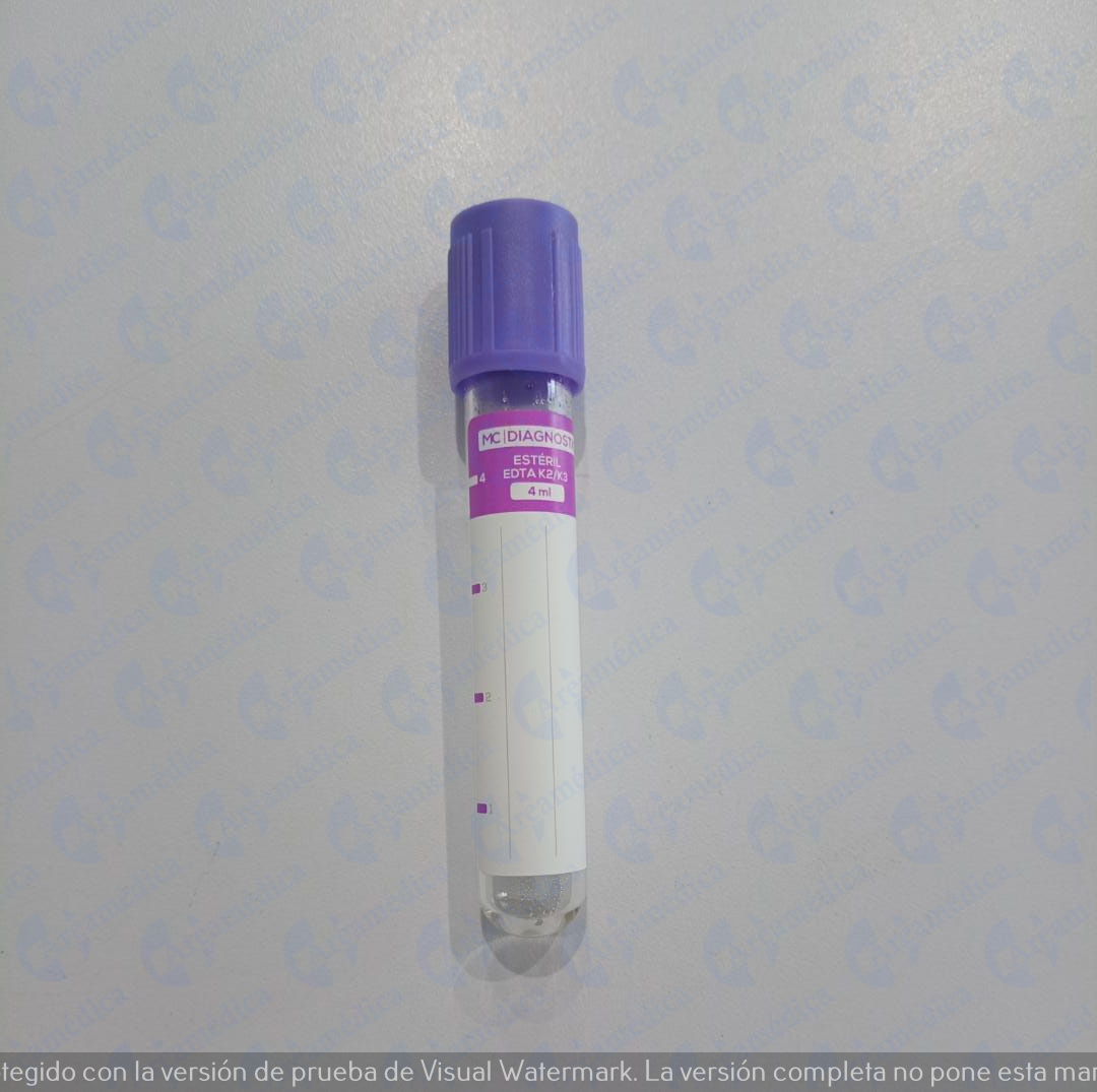 Tubo extracción sangre tapa morada 4cc Plastico
