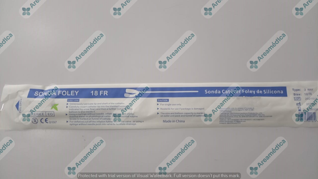 Sonda 2 Vias Silicon 18FR Foley (E) Cateter Uretral