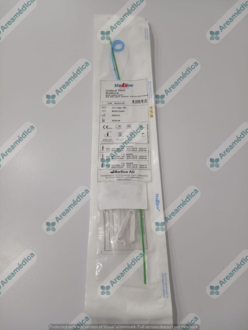 Cateter Doble J 6FR x 24-30cm (Largo variable) Multiloop Corta Duracion 30 Dias