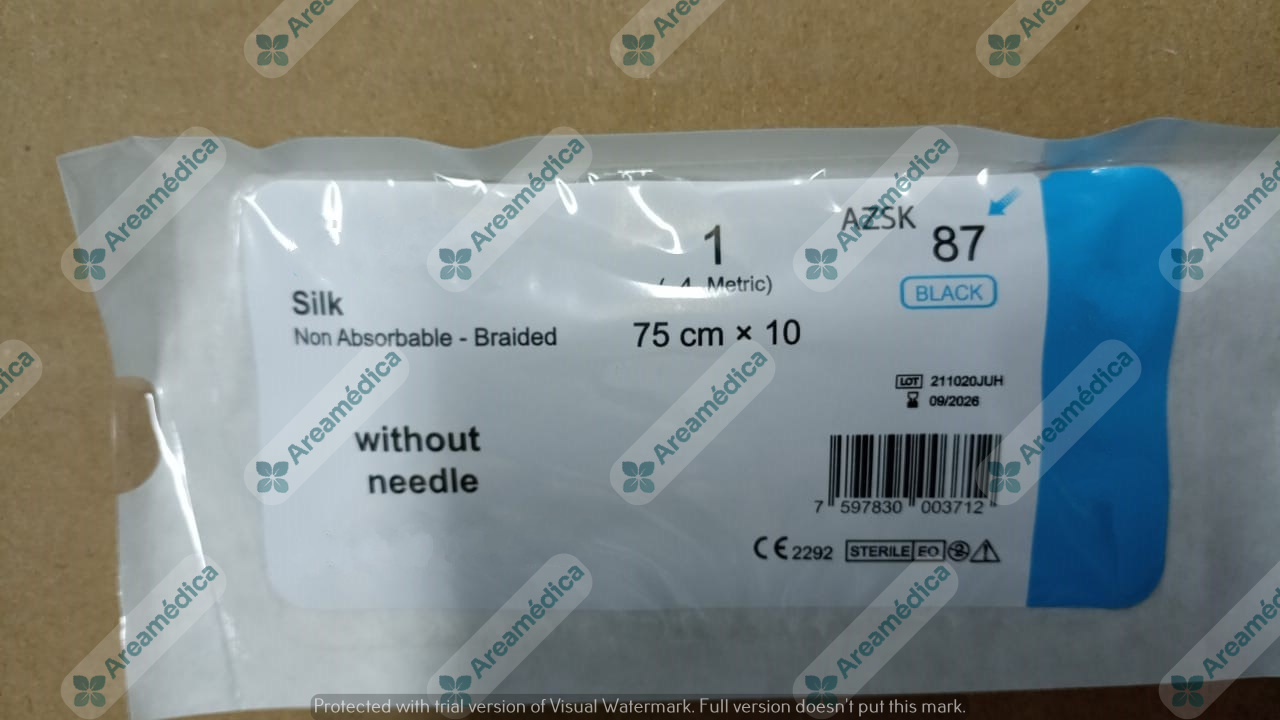 Seda 1 Sin Aguja Sutupack EQ: SD-87-SA Ligadura SD-1-SA 10x75cm Sutura