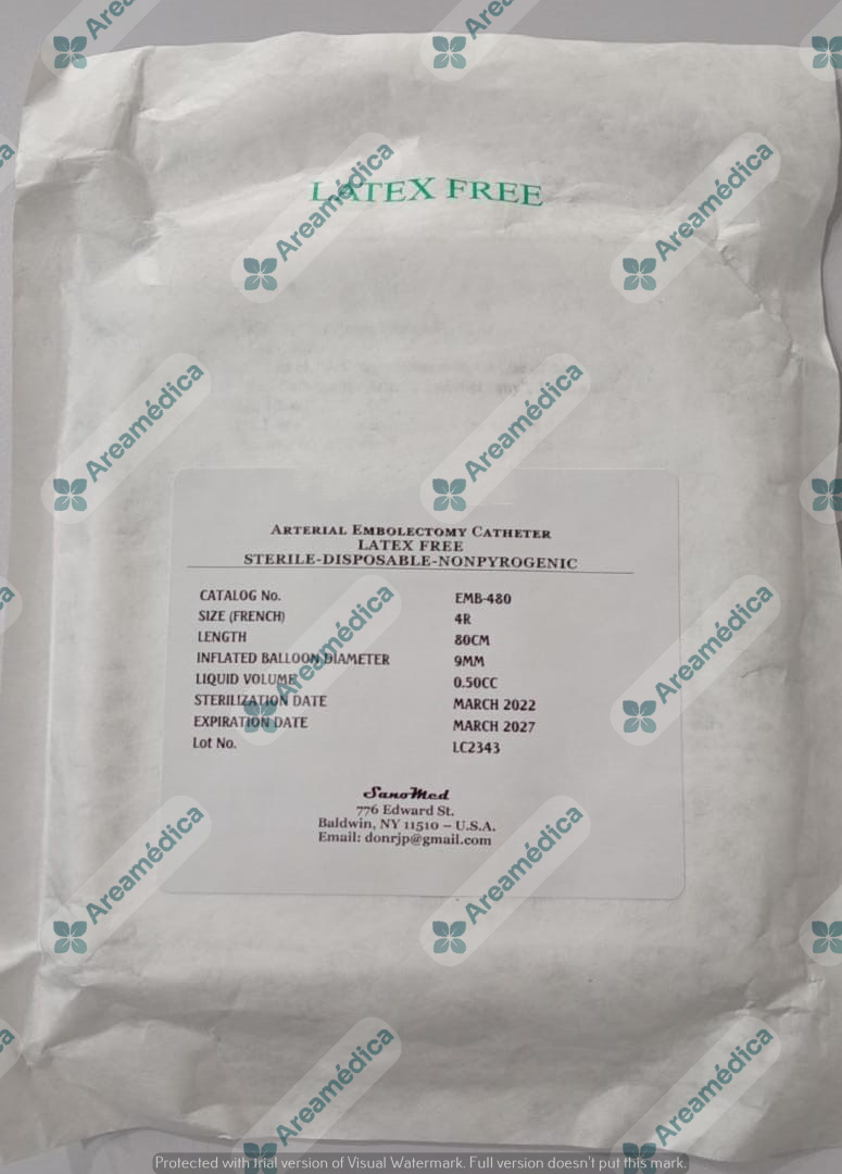 Cateter Fogarty 4FR x 80cm Embolectomia Libre de Latex