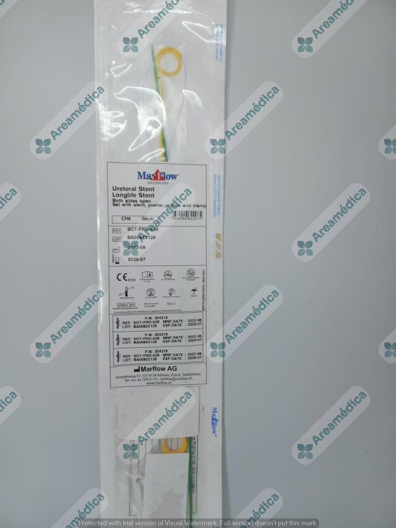 Cateter Doble J 6FR X 28cm Cateter Ureteral Larga Duracion 180 Dias (E )