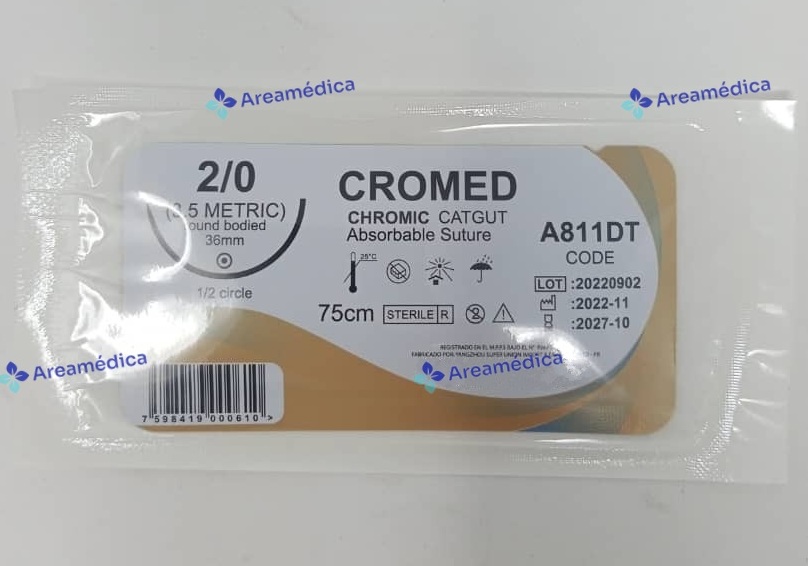 Catgut Cromico 2.0 Curva No Cortante CC811 Obst C.Gral Aguja 1/2C R36 ...