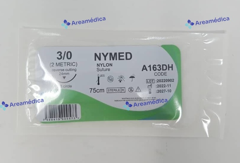 Nylon 3.0 Curva Cortante CU-163 Aguja 3/8C 24mm 75cm Sutura