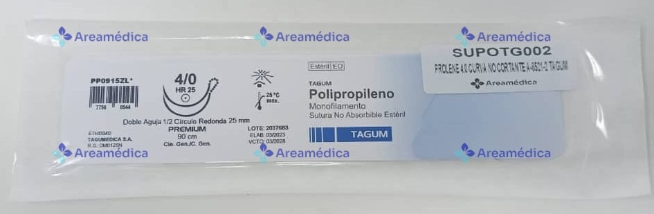 Prolene 4.0 Curva No Cortante A-8521-2 2 Agujas 1/2C 25mm 90cm Sutura No Absor