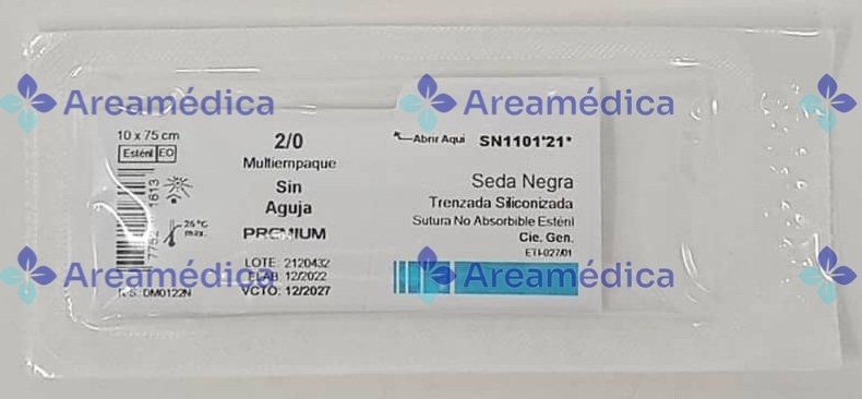 Seda 2.0 Negra Sin Aguja Sutupack SA-85 Ligadura 10 Hebras X 75cm Sutura