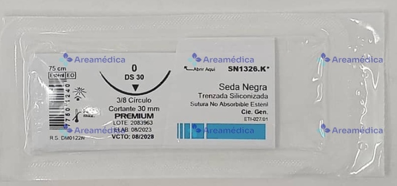 Seda 0 Curva Cortante SD-680 Aguja 3/8C R30 30mm 75cm Sutura
