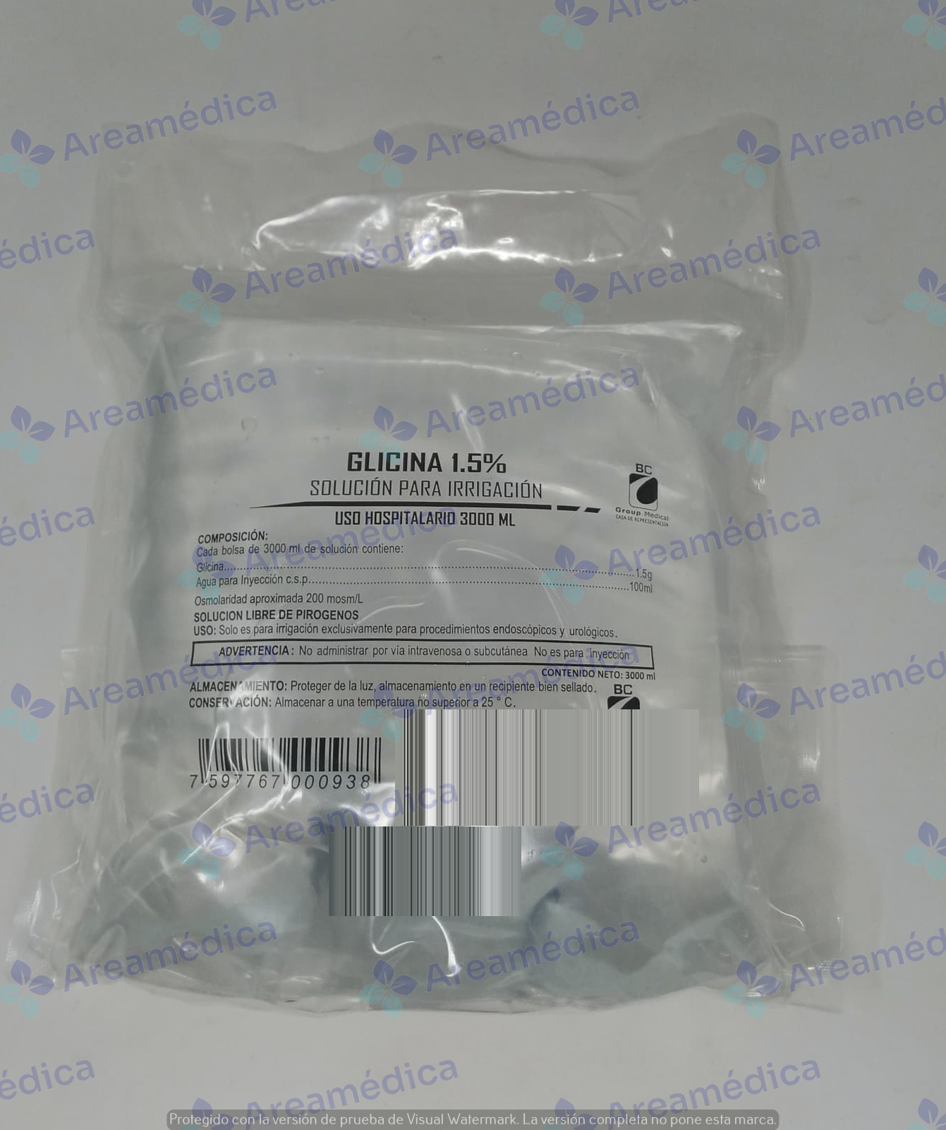 Glicina 1.5% solucion para bolsa irrigacion 3000ml