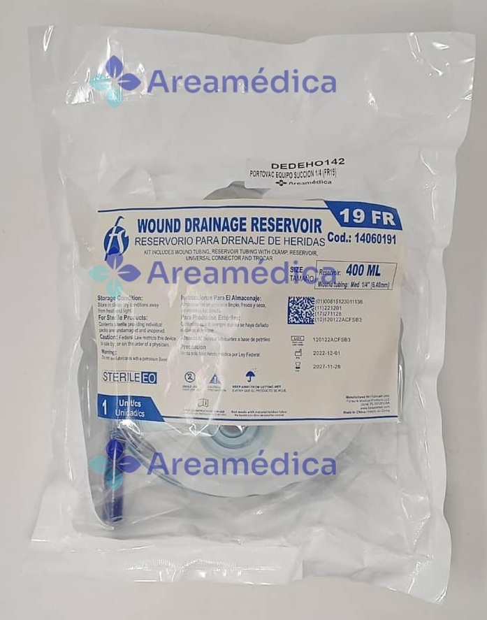 Portovac Drenaje de Heridas 1/4 (FR 19) 6.4mm 400 ml Valvula Anti ...