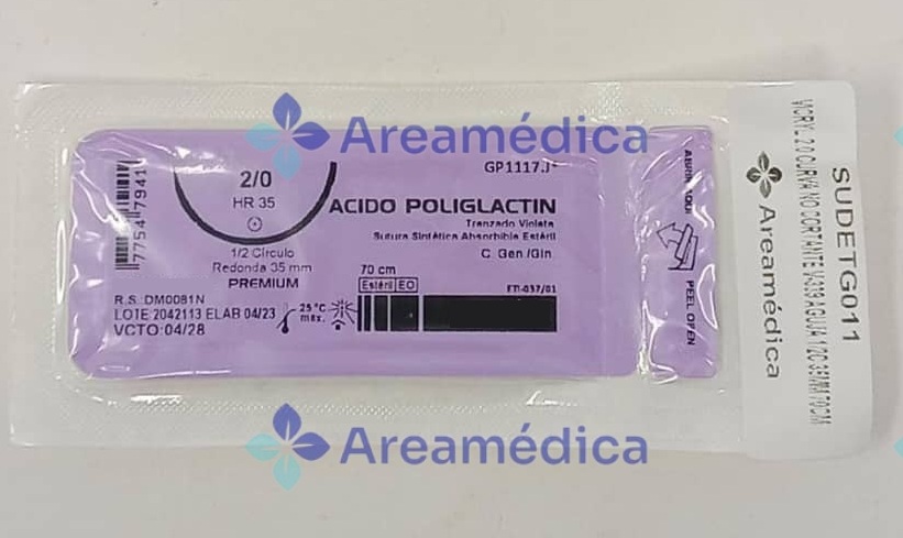 Vicryl 2.0 Curva No Cortante V-339 Aguja 1/2C 35mm 70cm Acido Poliglact ...