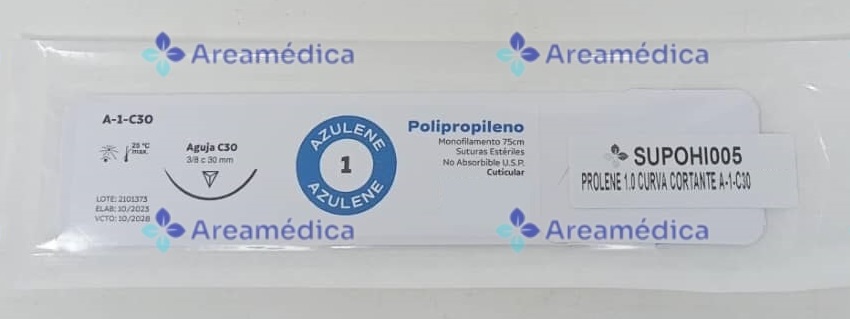 Prolene 1 Curva Cortante Aguja 3/8C 30mm 75cm A-1-C30 Polipropileno ...
