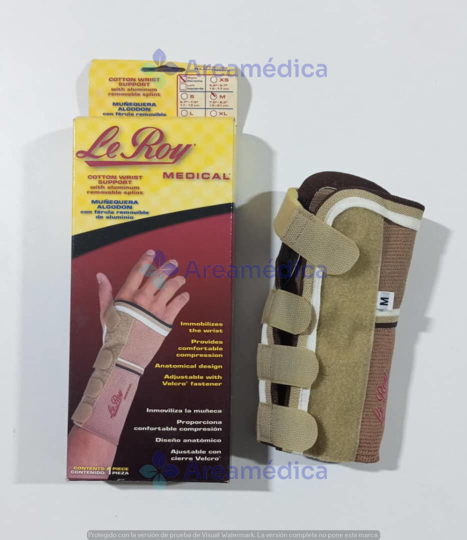 Muñequera de Algodon con Ferula Removible de Aluminio Talla M Mano Derecha