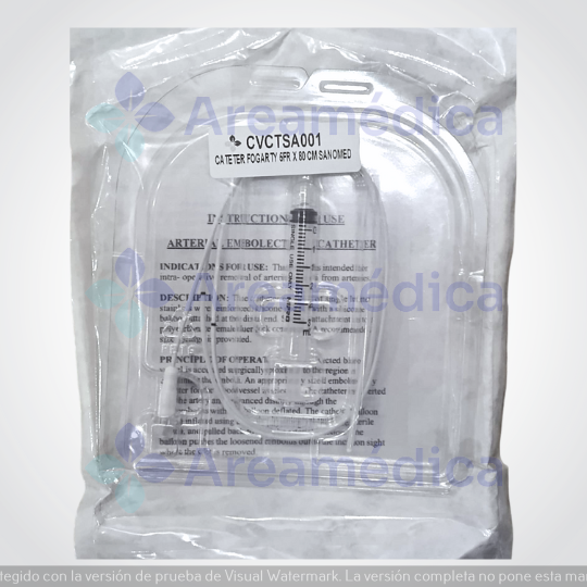 Cateter Fogarty 5FR X 80CM Embolectomía Libre de Latex 100% Silicon