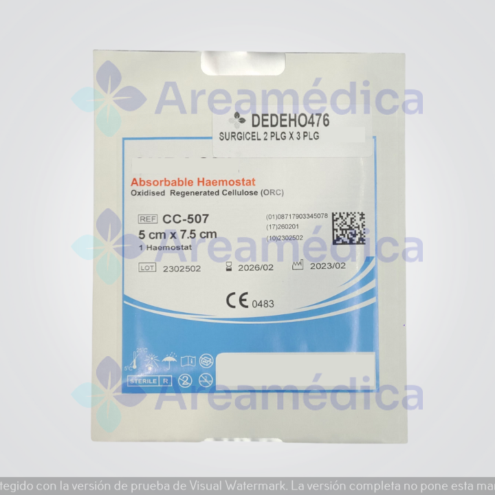 Surgicel hemostático absorbible 5 x 7.5 cm
