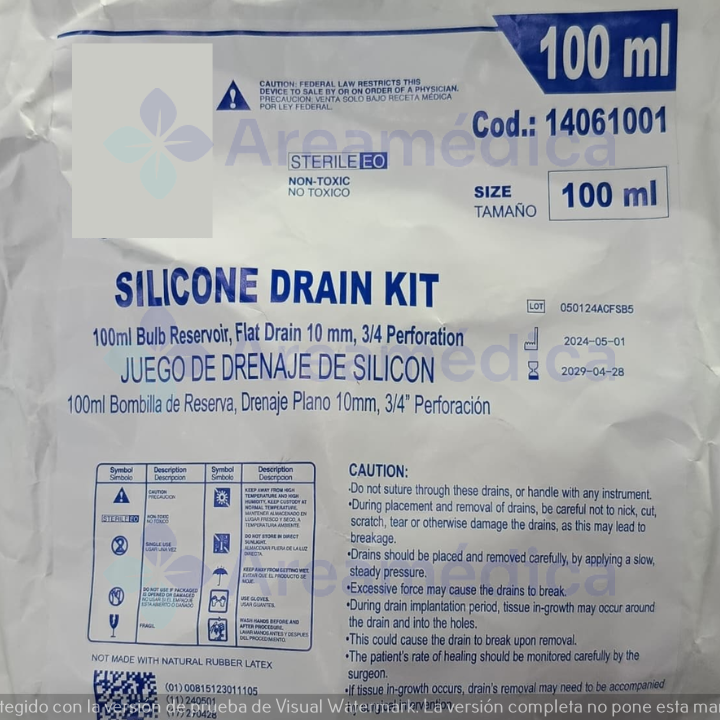 Kit Drenaje Jackson Pratt Drenaje Plano 10MM Sin Trocar Con Reservorio ...