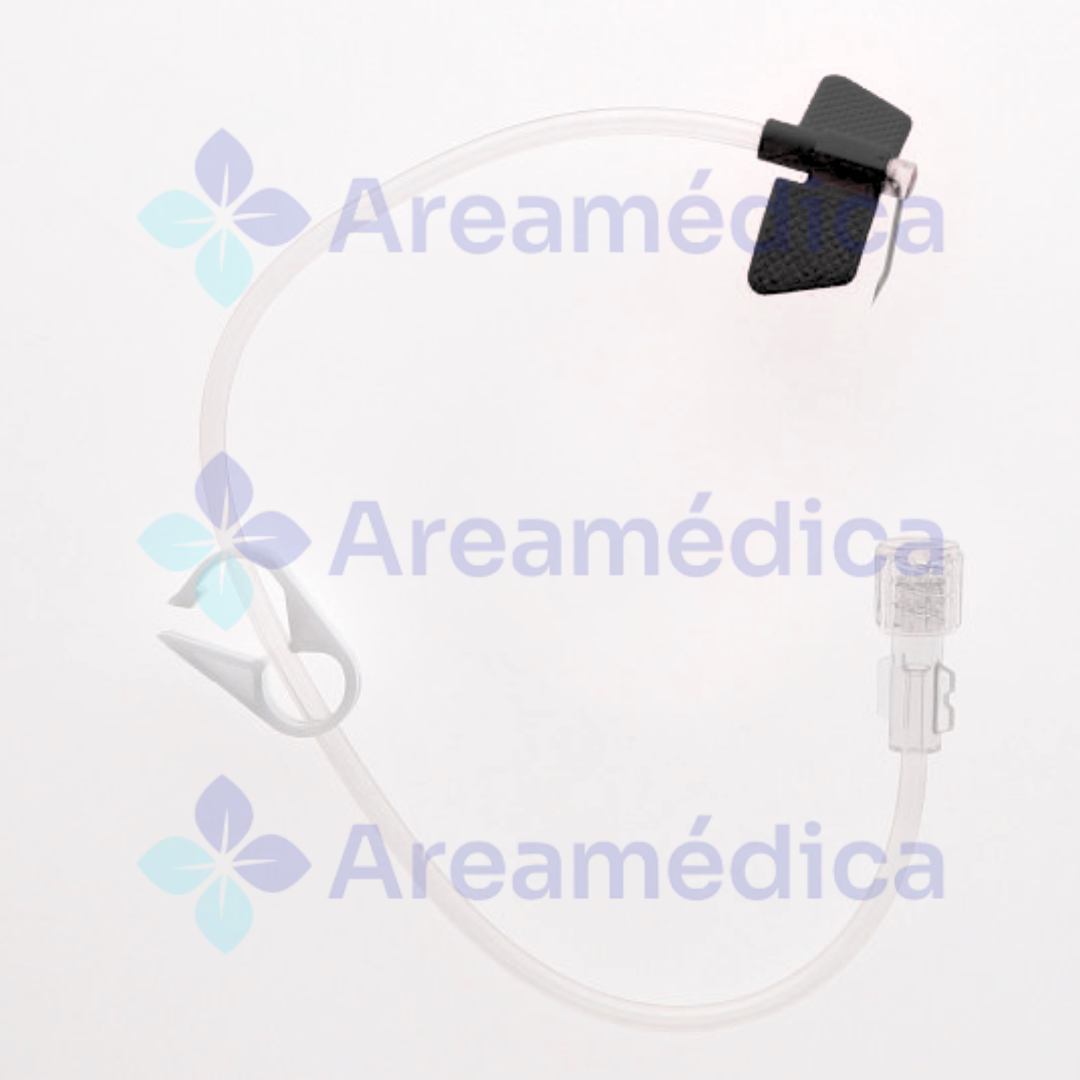 Aguja Huber Polyperf 22GX17MM Con Linea De Conexion PVC Para Quimioterapia