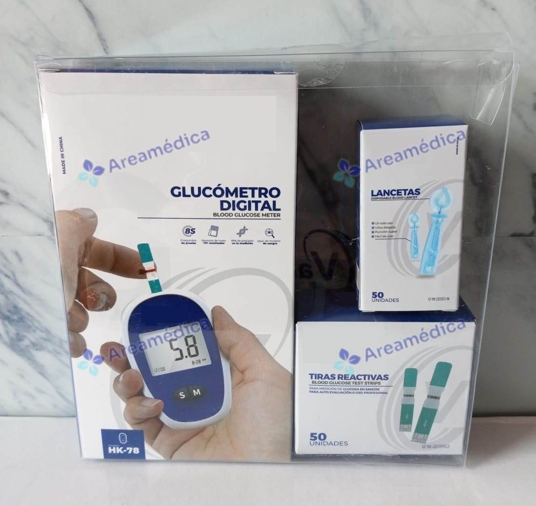 Kit de Glucometro Digital. Incluye: Glucometro,Tiras reactivas y Lancetas