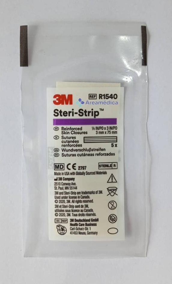Steri Strip Morado 3mm x 75mm 1/8x3 Plg Sutura Cutanea 3M Sobre x 5 ...
